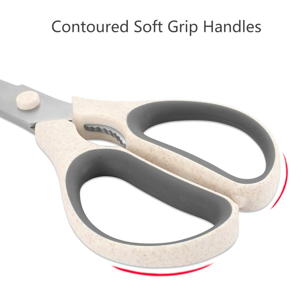 Kitchen Scissors Heavy Duty 2-Pack, LIVINGO Stainless Steel Kitchen Shears Come Apart, 8 Inch Dishwasher Safe Food Scissors for Cutting Chicken, Poultry, Wheat Straw Sharp Utility Cooking Scissors