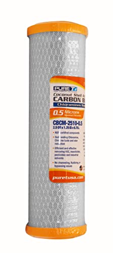 PureT CBCM-2510-0.5, 10x2.5" Chloramine Reduction Water Filter - NSF Certified - Carbon Block Chloramine Reduction Filter (.5 u Micron Rated)