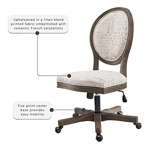 Linon Home Décor Brea Script Office Chair, White