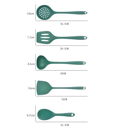 Kitchen Utensils, 5-Piece Silicone Cooking Set, Heat-Resistant Silicone Kitchen Utensils, Non Stick Cookware, Including Spatula, Spatula, Fence, Soup Spoon, Rice Spoon