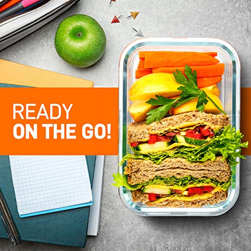 NutriChef 10-Piece Glass Food Containers - Stackable Superior Glass Meal-prep Storage Containers, Newly Innovated Leakproof Locking Lids w/Air Hole, Freezer-to-Oven-Safe,Blue