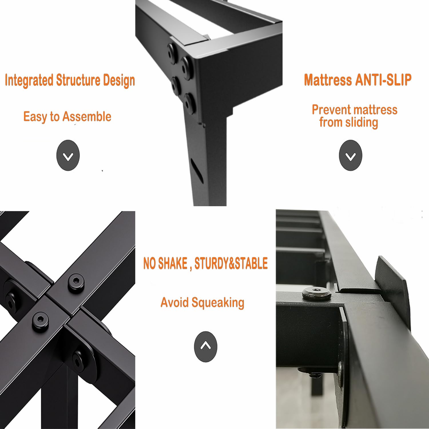 LIJQCI King Size Bed Frame 16 Inch Metal Heavy Duty Platform No Box Spring Needed with Storage Easy Assembly Steel Slat 3500lbs Support