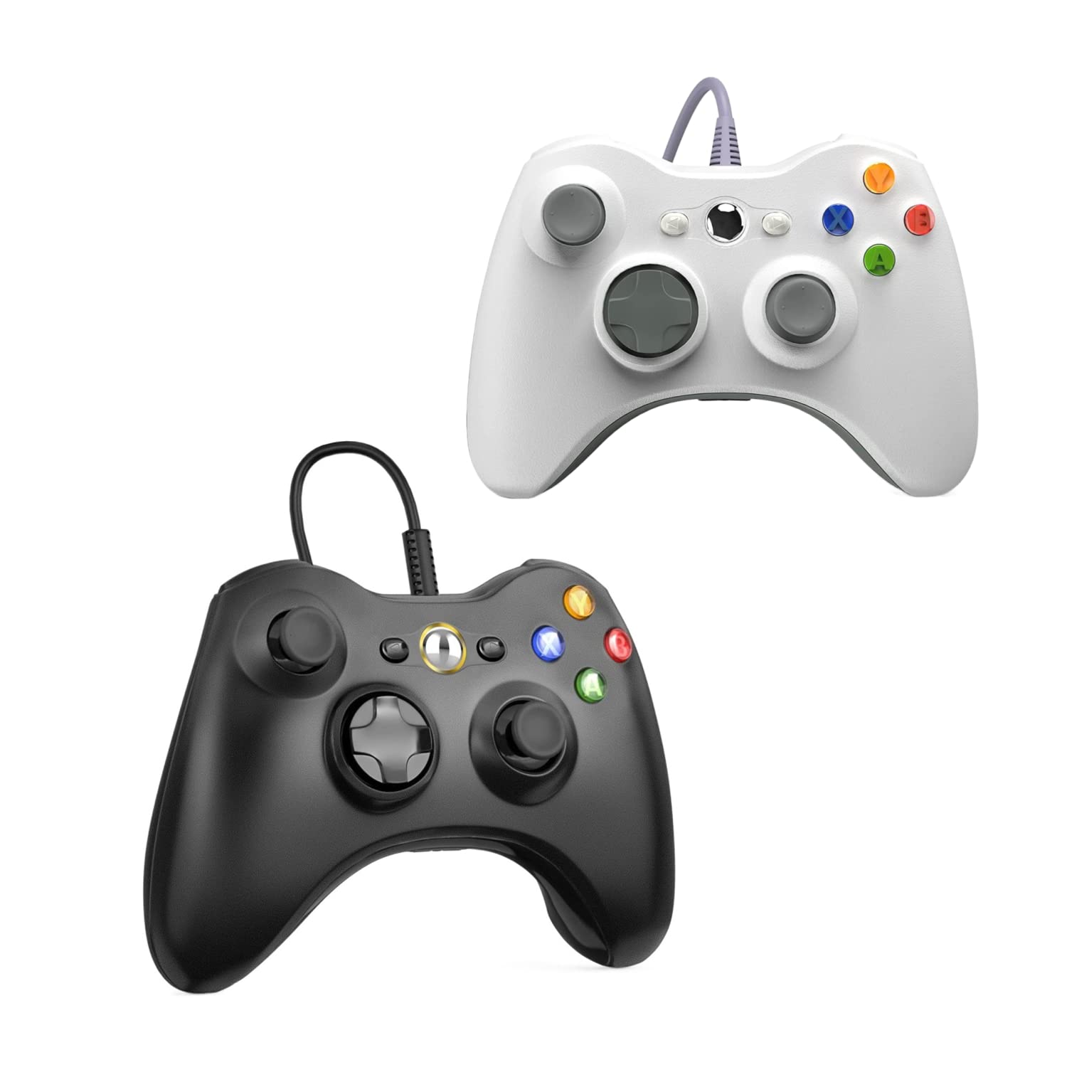 Rzzhgzq 2PACK Wired PC Game Controller,Joystick Gamepad Controller for PC Game Controller Compatible With Windows 10/8/7 PC, Laptop, TV Box, Android Mobile Phones (Black+White)