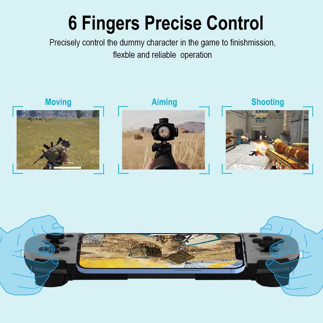 Mobile Game Controller, PXN P30PRO Retractable Low Latency FPS Game Gamepad, Micro USB Plug and Play E-Sports Gamepad for 4-6.67inch (Stretch: 6.5) Android/Apple/Samsung Smartphones - Gray