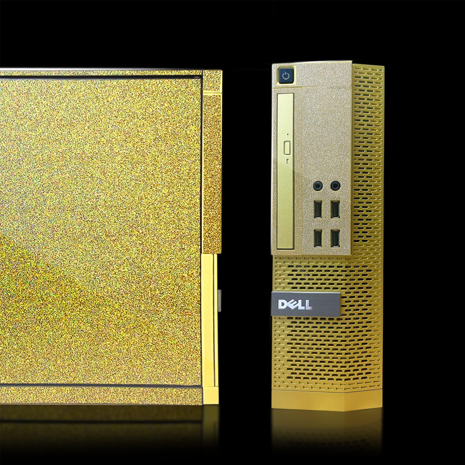 Treasure Box Gold SFF Desktop with Quad Core I7 Upto 3.9G, HD Graphics 4600 4K Support, 32G, 1T SSD, DP, VGA, Keyboard and Mouse, DVD, WiFi, BT 5.0, Win 10 Pro (Renewed)