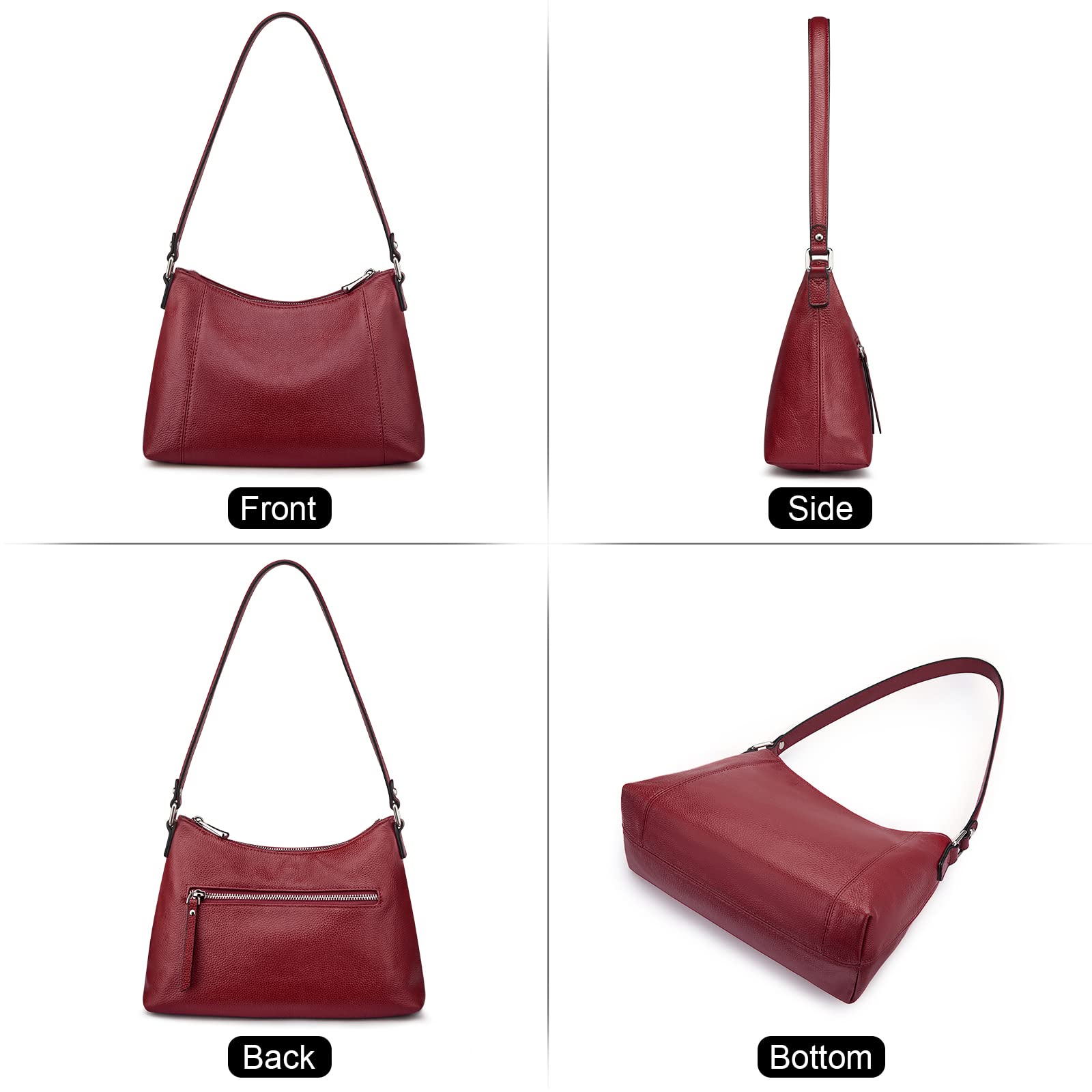 S-ZONE Leather Purses for Women Shoulder Hobo Bags and Small Handbags with Outside Pocket