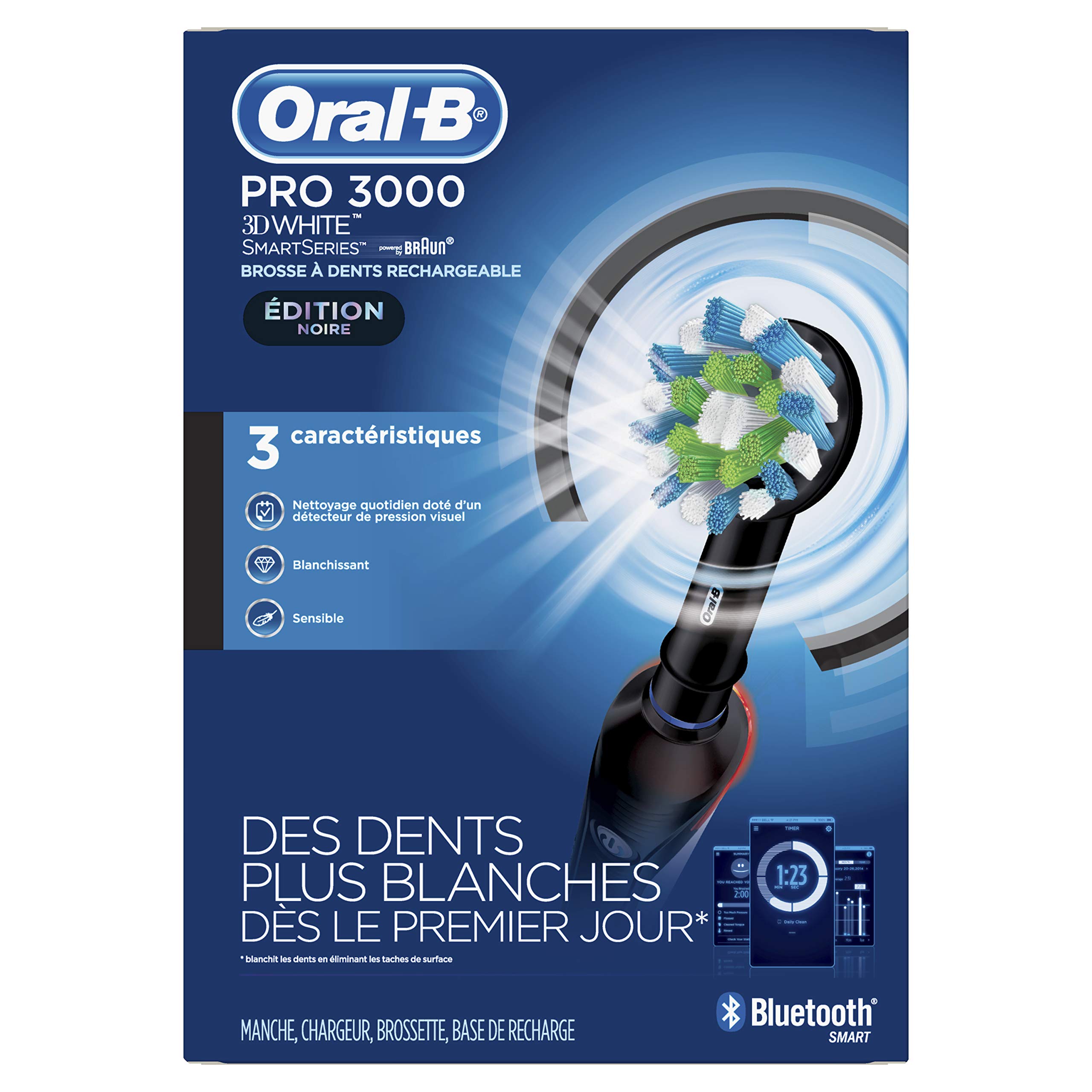 Oral-B Pro 3000 Electric Toothbrush with Bluetooth (Black) Bundle with Cleaning Cloth