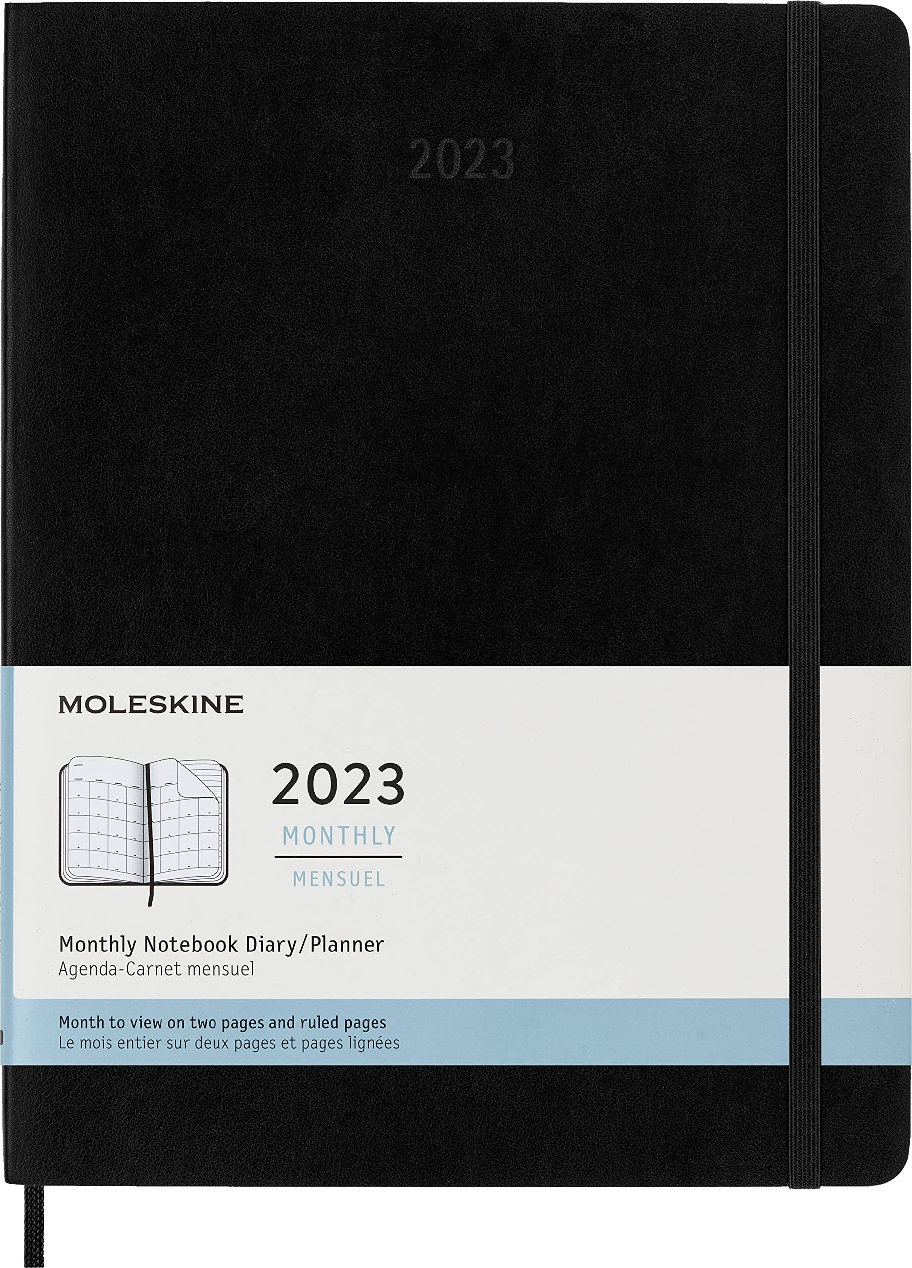 Moleskine Classic 12 Month 2023 Monthly Planner, Hard Cover, XL (7.5" x 9.75"), Black