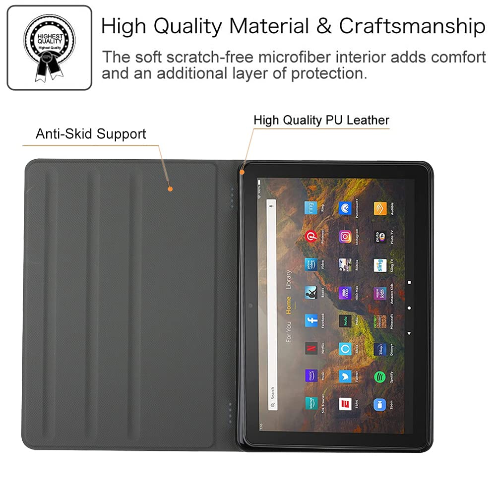 Pudazvi Case for Amazon Kindle Fire HD 10 & 10 Plus Tablet(Fit for 10.1" 13th/11th Generation 2023/2021 Release),Ultra Slim Multi-Angle Viewing Auto Wake/Sleep,Flower Grass01