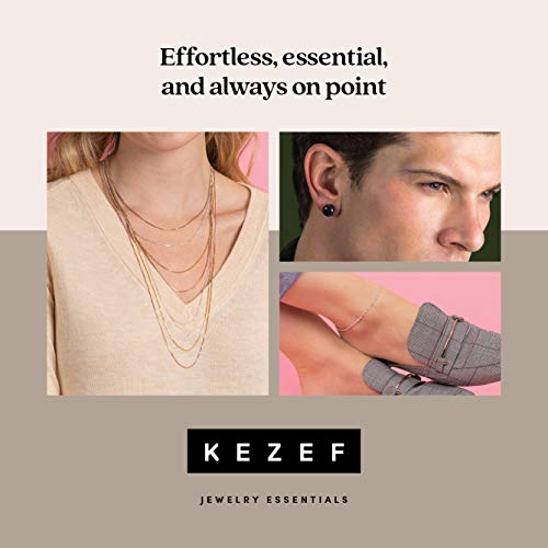 KEZEF 18Kt Gold Chain Necklace for Women, 1.3mm Silver Cable Chain, 16 Inch, with Spring-Ring Clasp, Italian Made