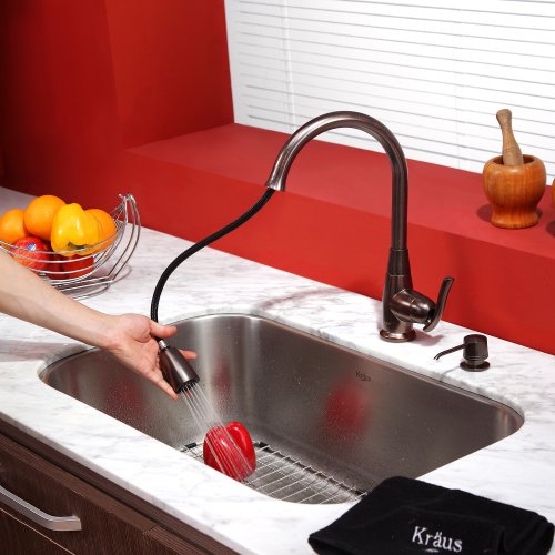 KRAUS KPF-2230ORB Single Lever Pull Out Kitchen Faucet, Oil Rubbed Bronze