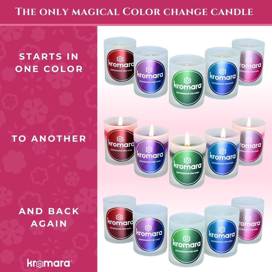 Kromara Color Changing Candles - Votive Candles Scented - Aromatherapy Candle Gift Set - Luxury Candles 5pk