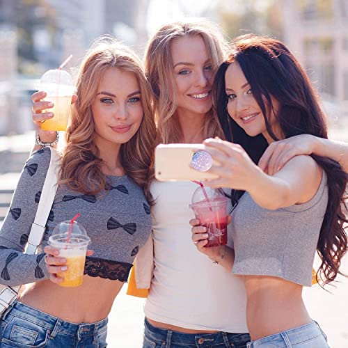 ZSDLHY Phone Stand Compatible with popsocket Phone/Tablets Grips for iPhone Android(3 Pack) - Silver Blue Pink Striped Marble