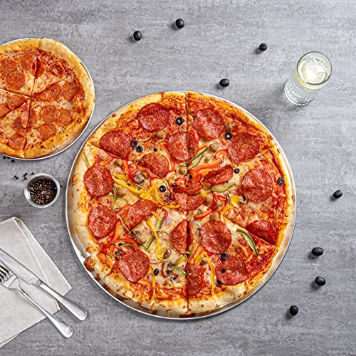 Restaurantware Met Lux 18 Inch Commercial Pizza Pan 1 Coupe Style Pizza Cooking Tray - Heavy-Duty 18-Gauge Aluminum Round Baking Tray Oven-Baking For Pizzas & More