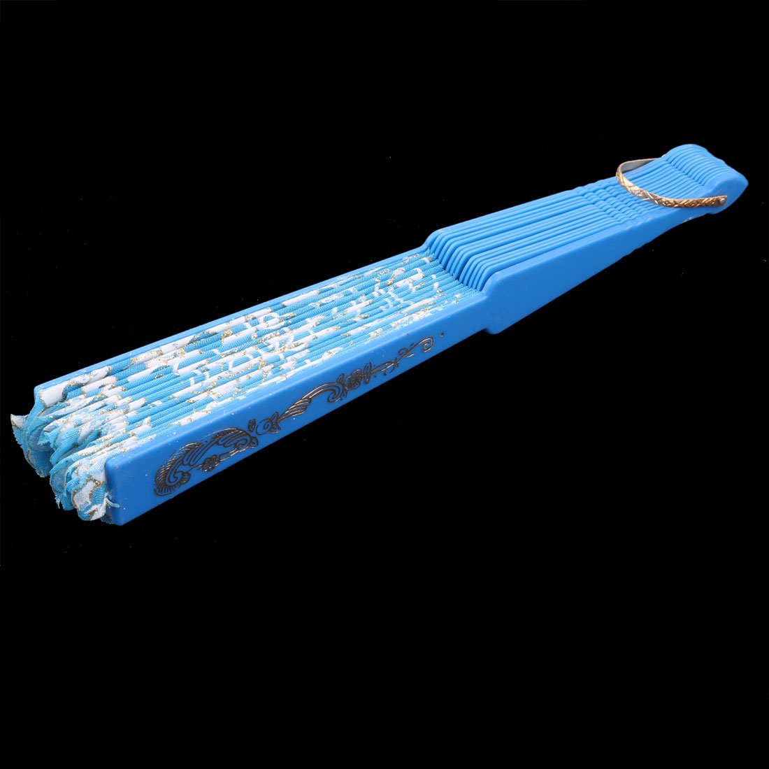 Qtqgoitem Women Polyester Chinese Style Cosplay Artistic Handle Folding Fan 24cm Length Blue (model: 9ba 4d0 3a1 d72 e51)