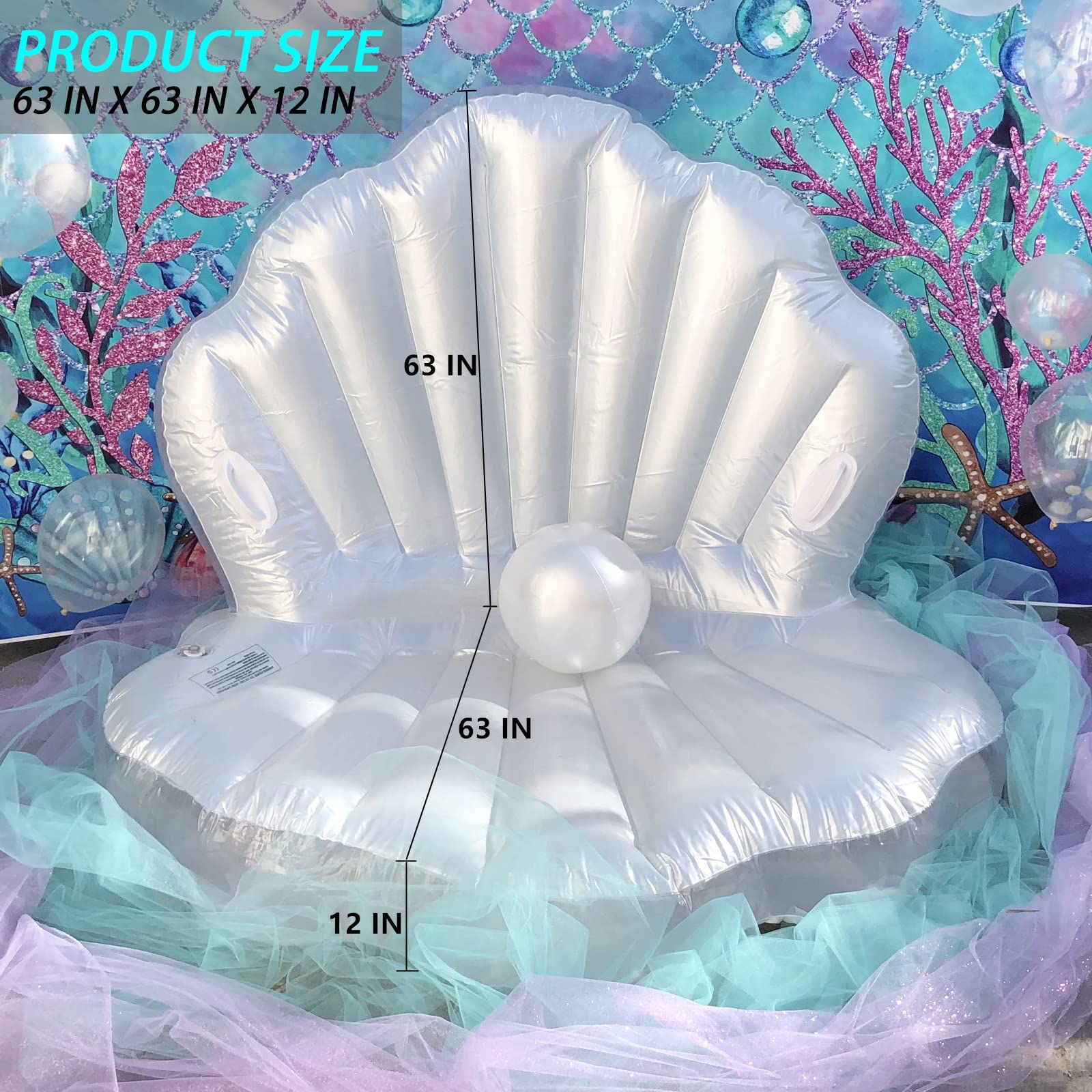 RJCKCC Swimming Pool Inflatable Seashell Float Seashell Inflatable Pool Float Seashell Mermaid Theme Party Floating Ball Giant Air Mattresses Floating Bed Mattress Beach (Inflatable Seashell Float)