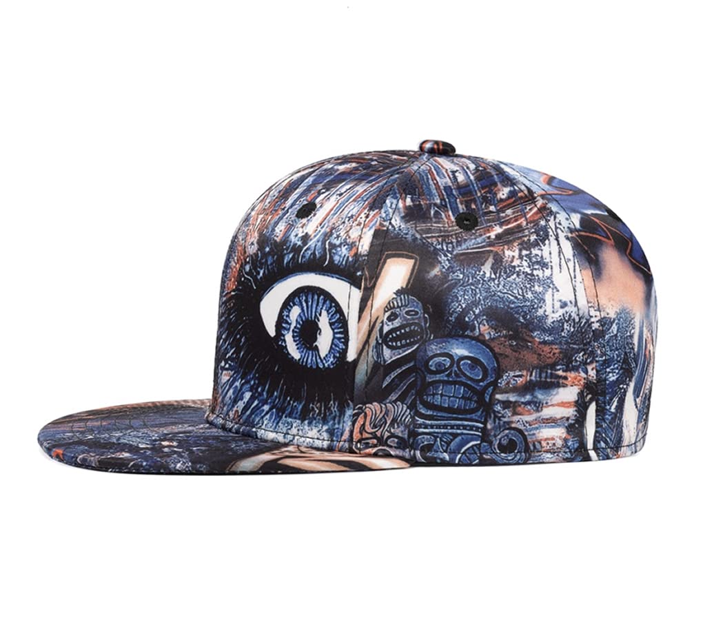 Quanhaigou Colorful Graffiti Snapback Hats for Men Women, Abstract Printed Sun Baseball Cap Flat Bill Youth Hip Hop Caps