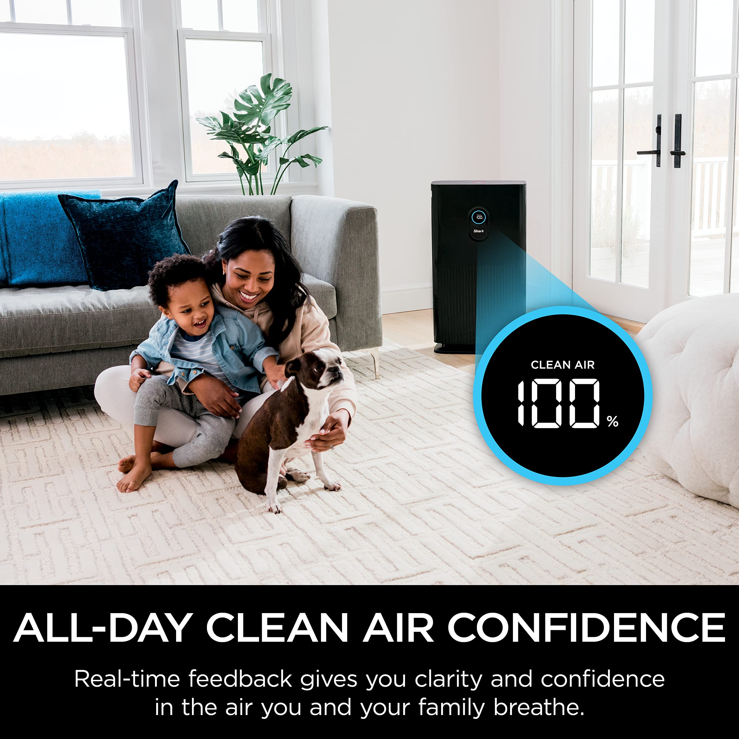 Shark HE601C Ultra- Fast and Ultra- Quiet Air Purifier with 6-Fan Airflow, Remote Control, Anti- Allergen Hepa Multi-Filter and Heightened Odor Protection (Charcoal)