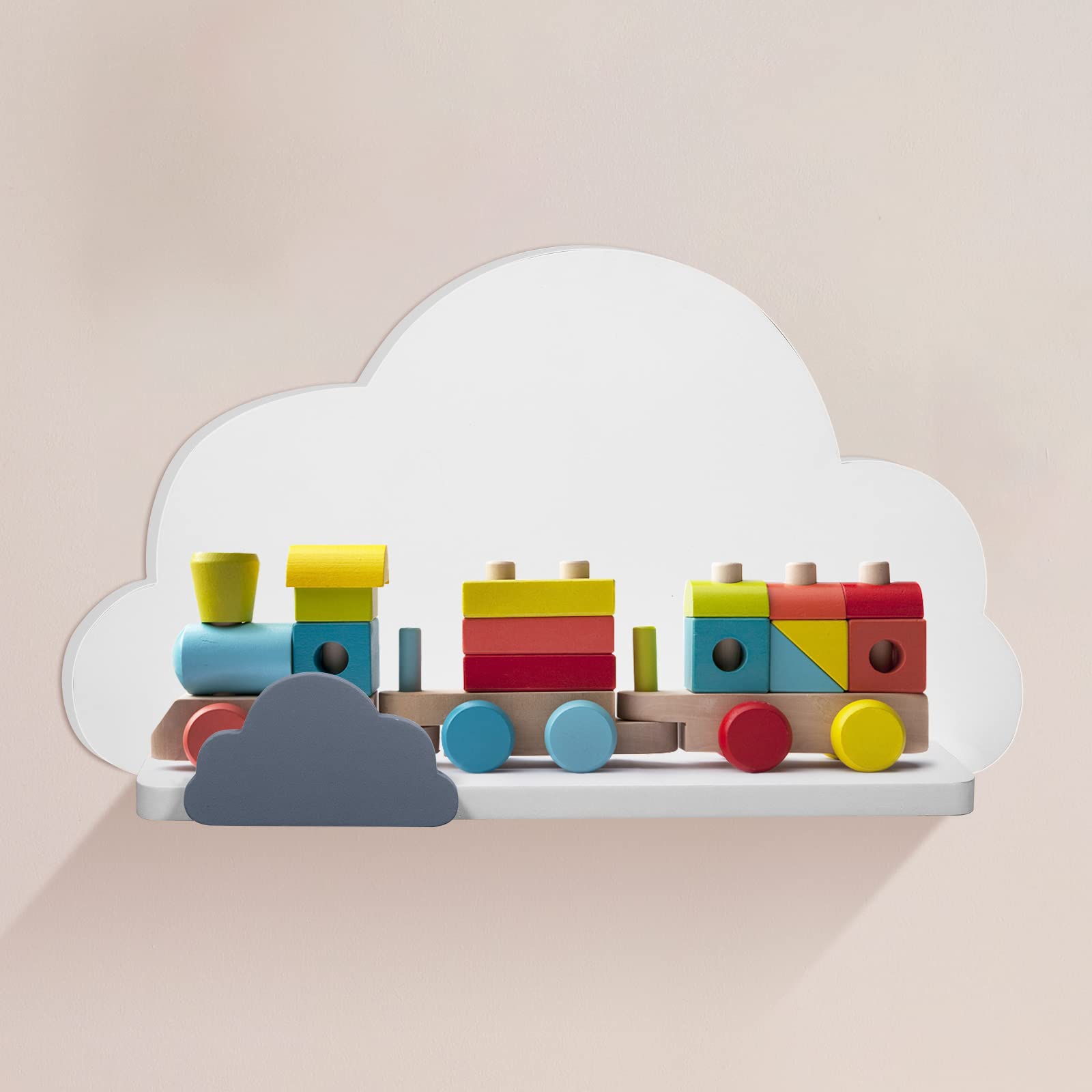 TopKai Set of 3 Cloud Shelves for Kids’ Room – Wooden Floating Wall Shelf Cloud Decorations, Floating Book Shelves for Baby Room Décor or Nursery, Stylish & Easy to Install