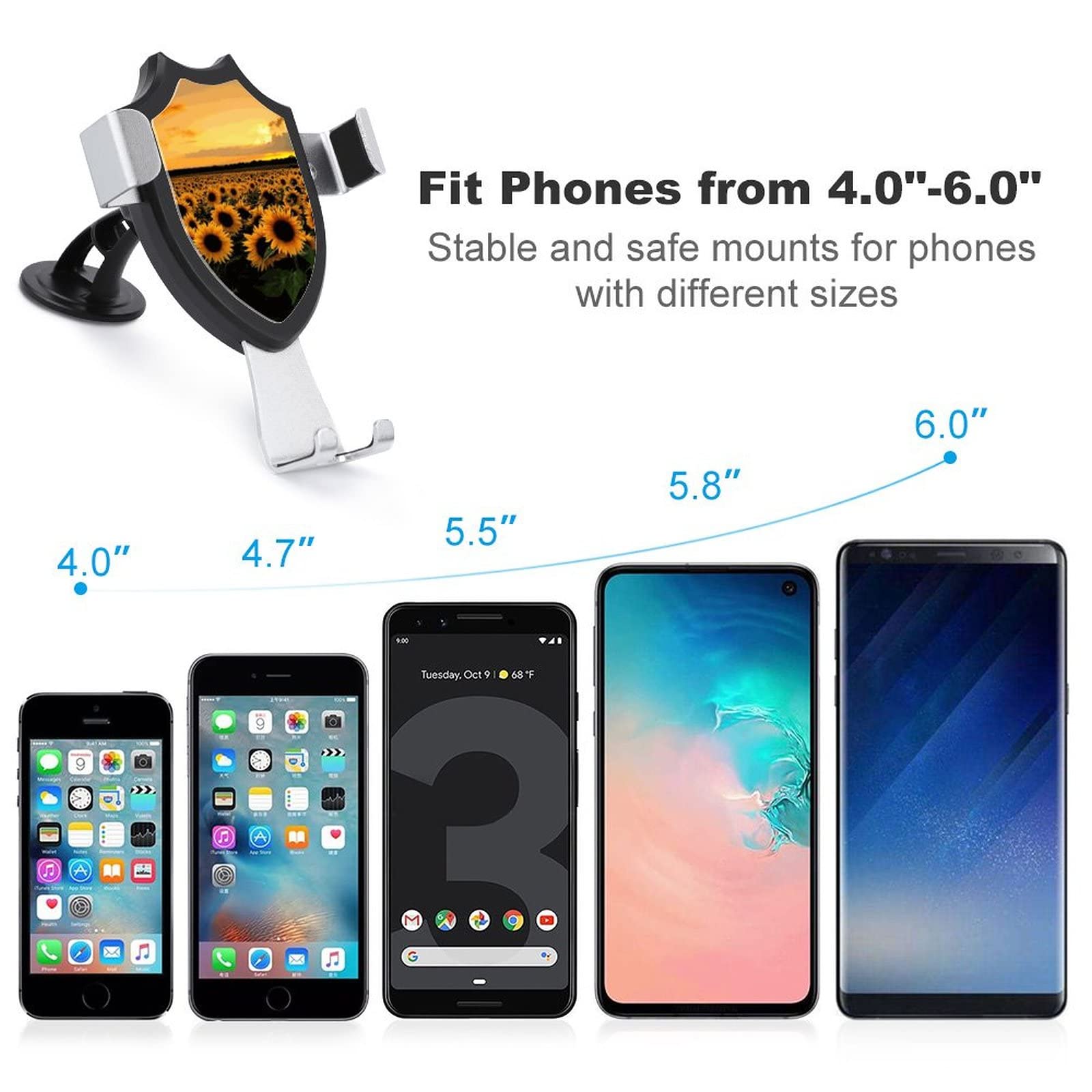 Sunflower Sunset Car Phone Holder Mount Universal Cell Phone Holder Fashion Car Mount for Men Women