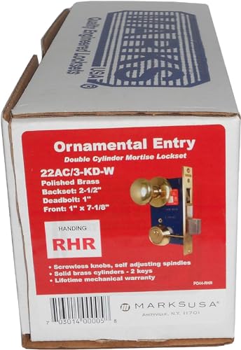 Marks 22AC LHR Double Cylinder Iron Gate Ornamental Mortise Lock Set with 2-1/2" Backset