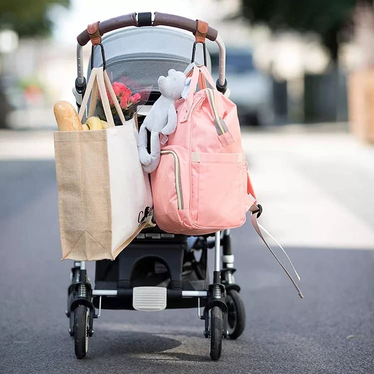 Stroller Hooks for Hanging Bags and Water Bottles | Universal Stroller Clips | Mommy Hooks Made of Vegan Leather (Black)