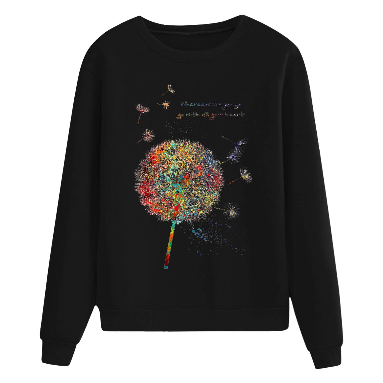 Tops For Women Work Casual Cute Elk Pattern Blouse Large Size Slouchy Sweatshirt Drop Shoulder Pullover Baseball T-Shirt Black