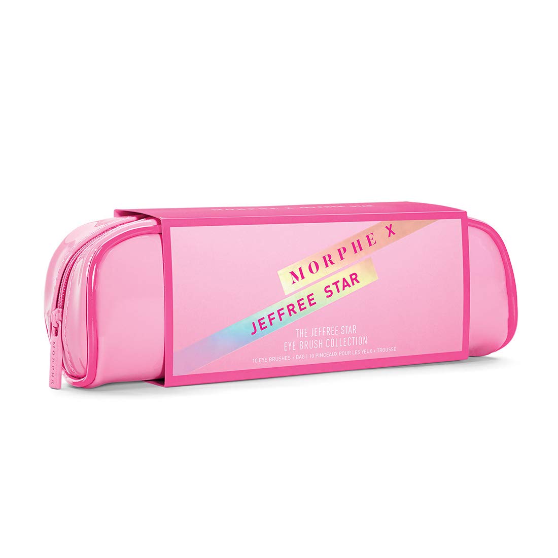 Morphe x Jeffree Star Eye Brush Collection - 10 Stunning Superstars with a Superstar Pink Bag - Natural and Synthetic Brushes