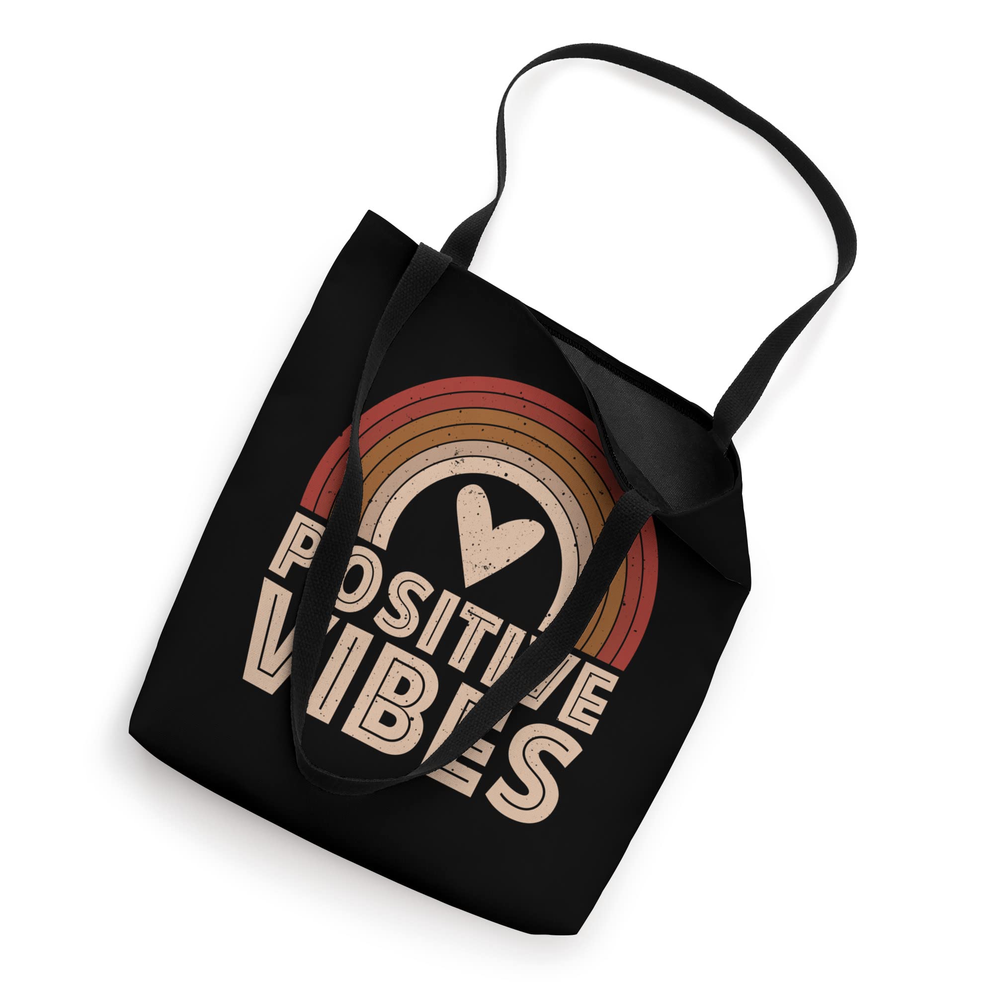 Retro Positive Vibes 70s 80s Vintage Heart Design Tote Bag