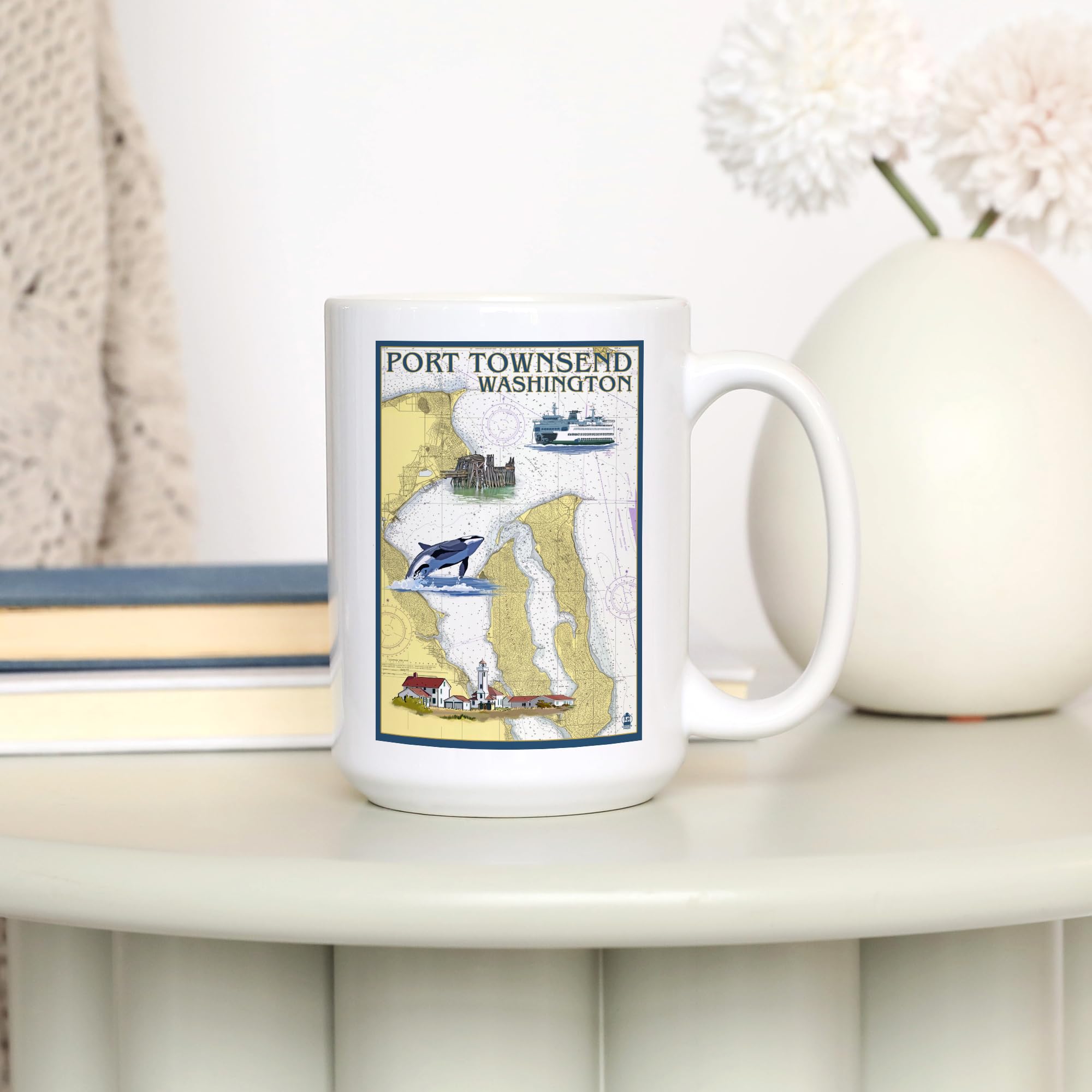 Lantern Press Port Townsend, Washington, Port Townsend Nautical Chart (15oz White Ceramic Coffee and Tea Mug, Dishwasher and Microwave Safe)