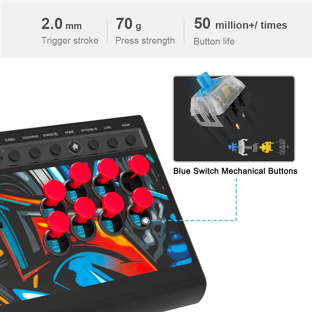 PXN Arcade Stick, X8 Fight Stick Game Controller Joystick Green Axis Mechanical Buttons USB Wired Connection for PC/PS4/PS3/Xbox Series X|S, Xbox One