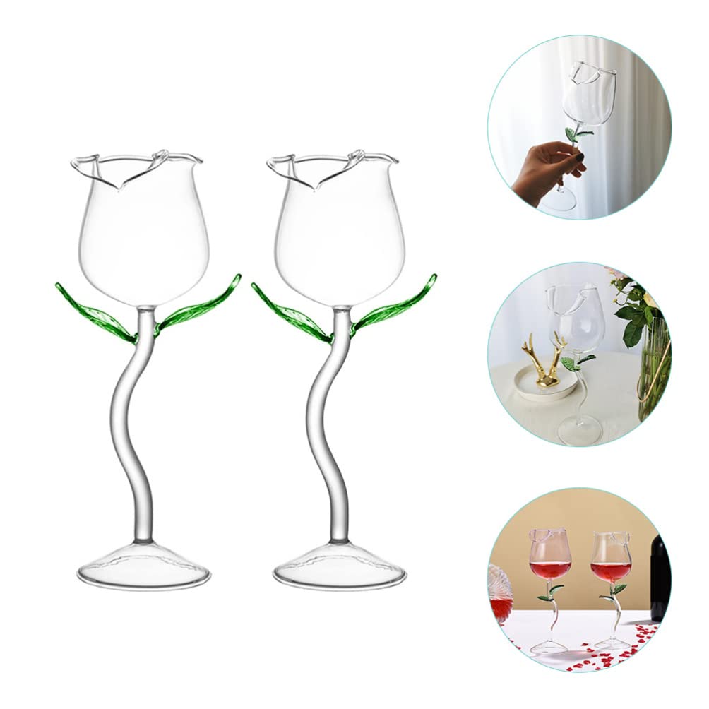 Martini Glasses Cup Flower Shaped Glasses Drinking Cup Wine Glasses Delicate Champagne Cup Glass Goblet Rose Design Wine Cup Liquor Holder Wine Glasses