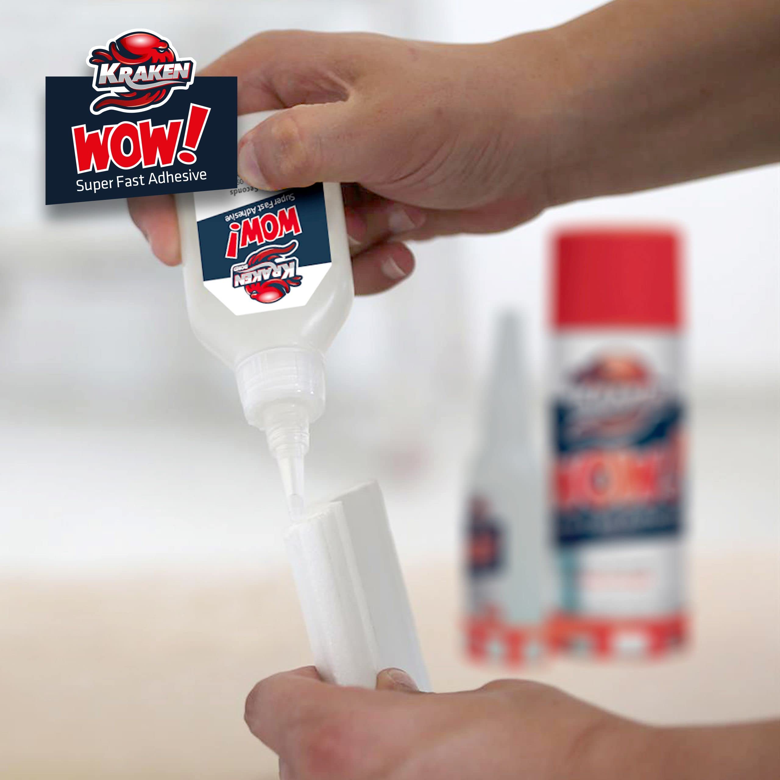Kraken Bond Wow! CA Glue (2 x 1.75 oz.) with Spray Adhesive Activator (2 x 6.75 fl oz.) - Cyanoacrylate Glue, CA Glue with Activator, CA Glue for Woodworking, Crazy Glue, Craft Glue | 2 Pack