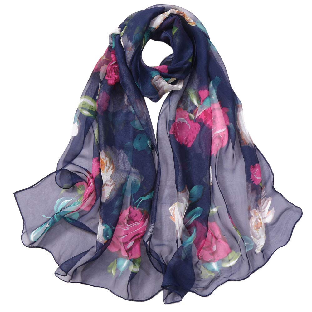 Scarf Long Printing Shawl Simulation Scarf Scarves Women Wrap Fashion Soft Silk Roses Scarf