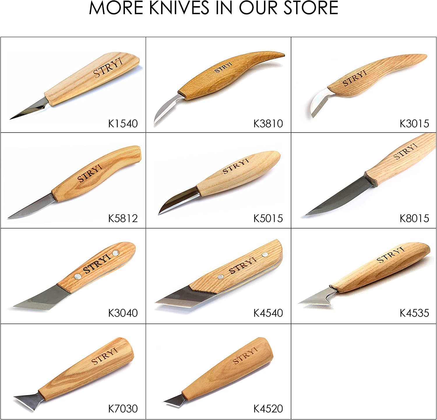 Stryi Detail Carving Knife 0.8 Inch Blade, Wood Carving Oblique Knife for Geometric Decorative Cut Patterns Knife High Carbon Steel K4520