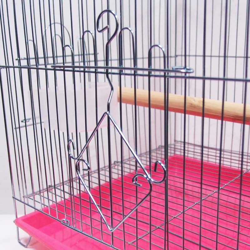 LANYOTA Rust Resistant Bird Cage, Pink, 13"W x 12.2"D x 17.3"H, Holds 1-2 Small Birds