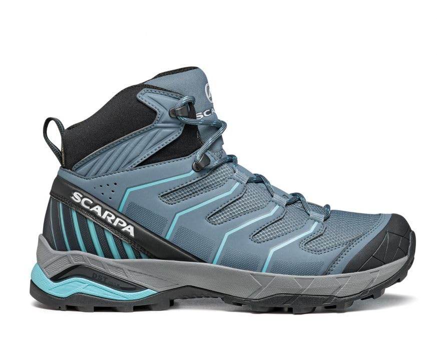 SCARPA Women's Maverick Mid GTX Waterproof Gore-Tex Lightweight Boots for Backpacking and Hiking - Storm Grey/Aqua - 8-8.5 Women/7-7.5 Men