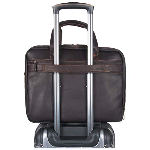 Kenneth Cole Reaction Full-Grain Colombian Leather Briefcase Expandable RFID 15.6" Laptop Computer Business Portfolio Shoulder Bag, Brown