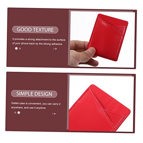 WOONEKY 2pcs Mobile Phone Sticker Card Case Wallet Holder for Phone Card Holder for Back of Phone Card Holder for Phone Case Stick on Bags Elastic Wallet Card Pocket for Phone Documents Red