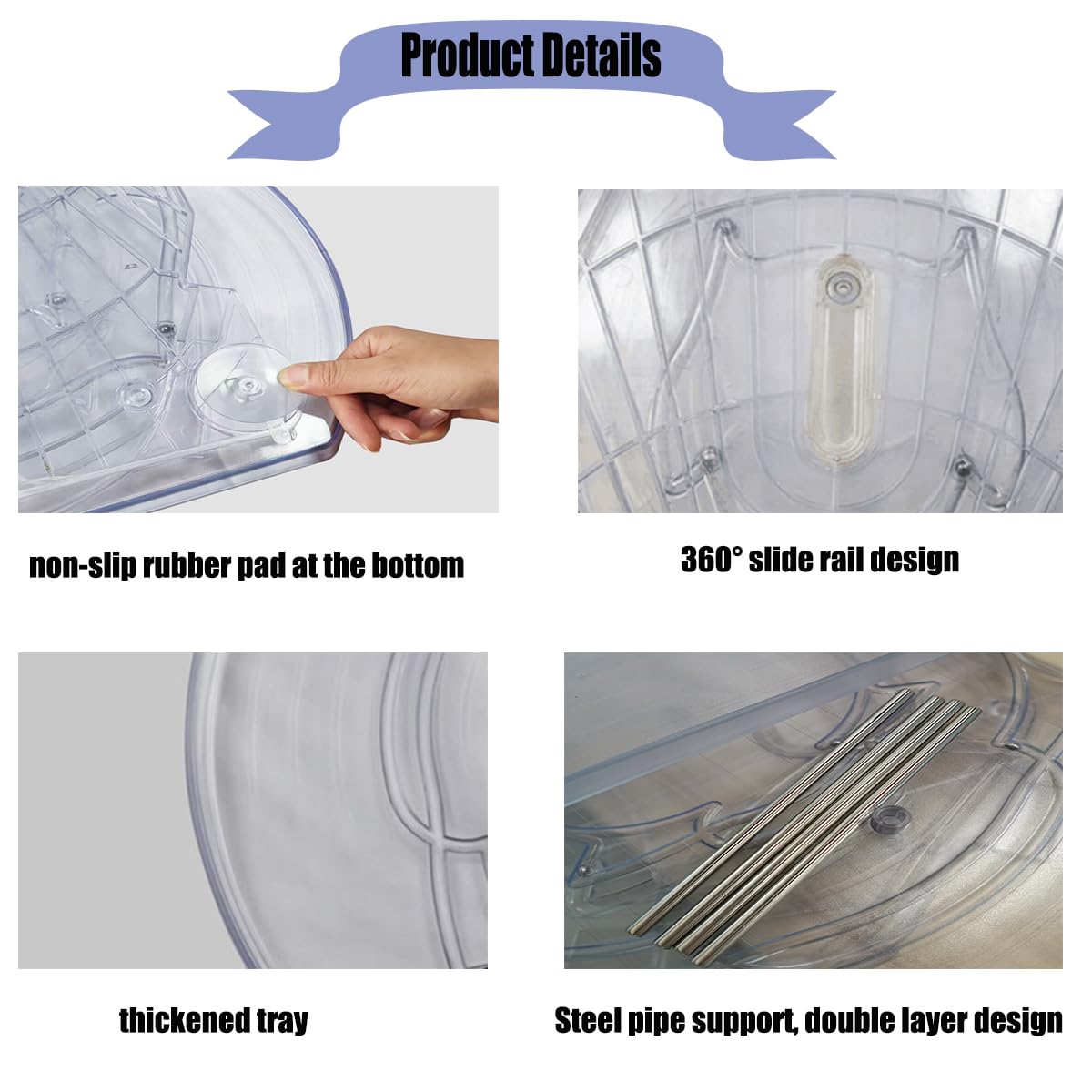 LIECHO Double-Deck Clear Rectangular Turntable Organizer for Refrigerator,Lazy Susan Spinning Food Storage Container for Spices,Condiments, Beer Beverage ,16.54 Inches