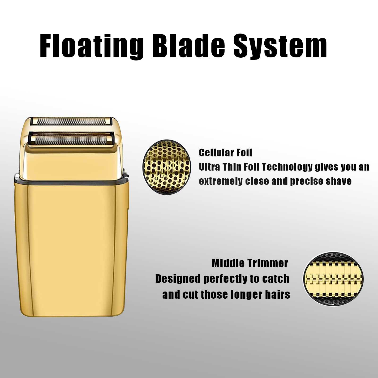 Shaver Replacement Foil and Cutters Compatible with FXFS2G & Replacement Blade for Outlining Hair Trimmers FX707Z DLC, Trimmer Blade Sets, Compatible with BaBylissPRO, Gold