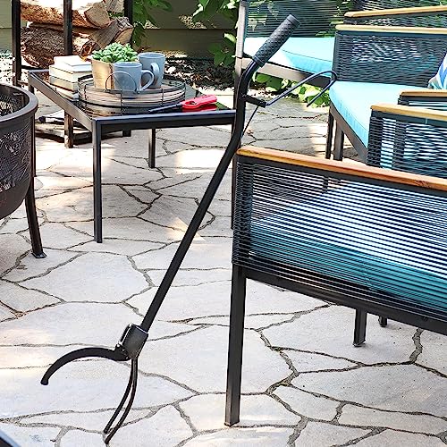 Sunnydaze 36-Inch Log Grabber Tongs - Outdoor/Indoor Tool Use - Spring Lever Action - Black