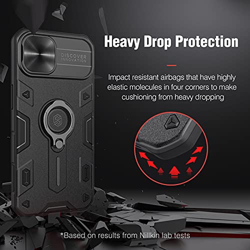 Nillkin Case for iPhone 13 Pro Max Case, [Built in Kickstand&Camera Protector] Shockproof Hard PC&Bumper Hybrid Cover Phone Case for Phone 13 Pro Max 6.7'' Black