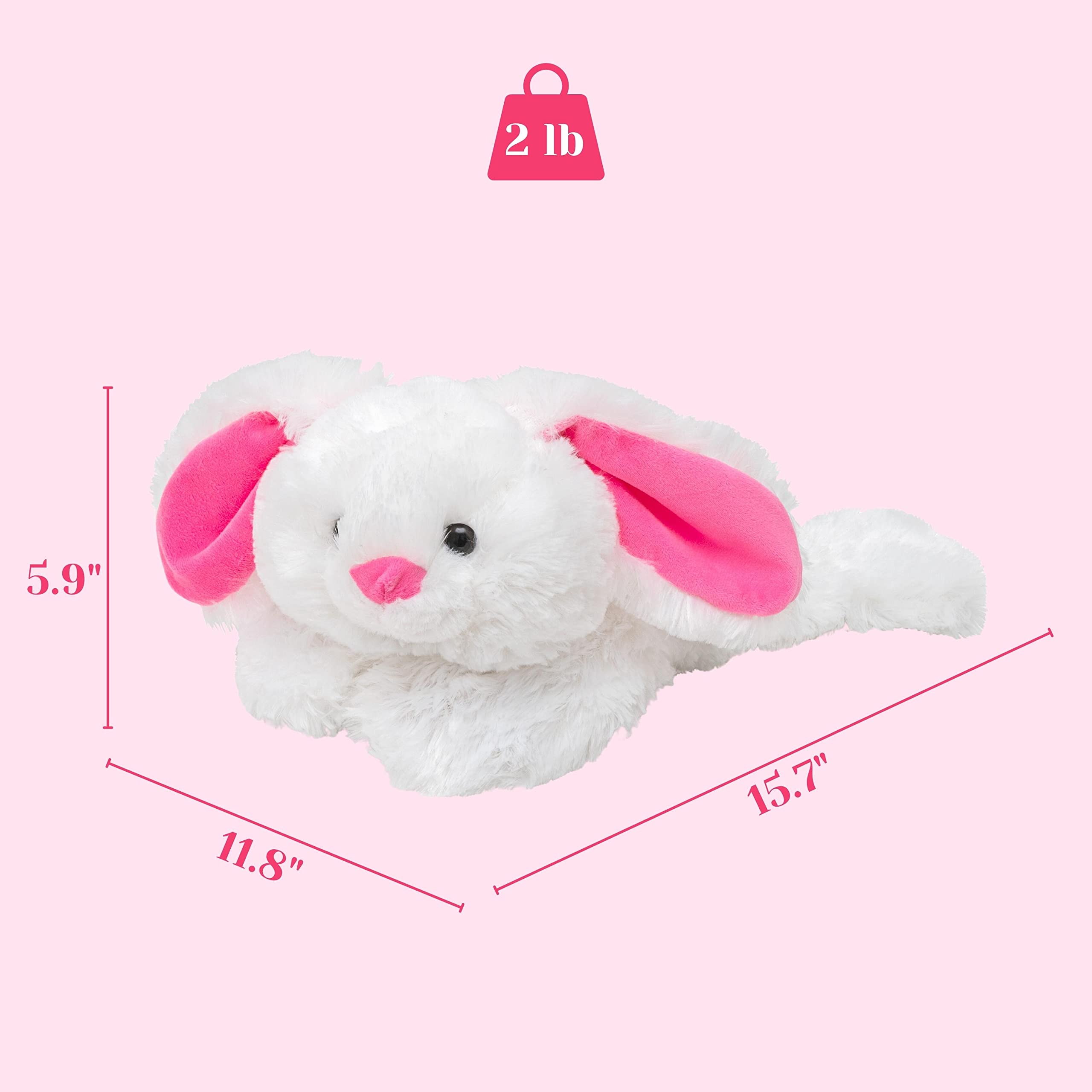 Lap Pals Weighted Stuffed Animal 2lbs - Cute Puppy, Bear, or Bunny Throw Pillows in Soft, Plush, Cotton - Great Gift for Adults, Kids, and Teens - Calming, Grounding and Comforting