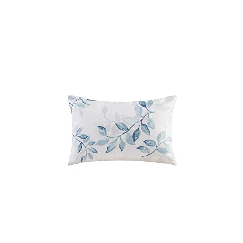 Madison Park Essentials Cozy Bed in a Bag Reversible Comforter with Complete Sheet Set - Modern Botanical Print All Season Cover, Shams, Decorative Pillow, King(104"x92"), Blue 8 Piece
