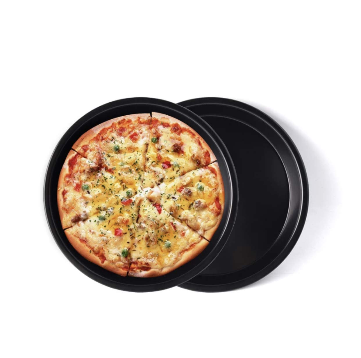 Safeya 8 inch Carbon Steel Non-Stick Black Color Coating Heat-Resistance Pizza Pan And For Cakes