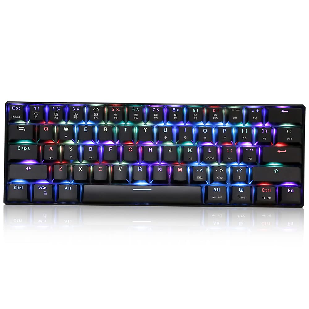 MOTOSPEED CK61 RGB Mechanical Gaming Keyboard OUTMU Blue Switches Keyboard 61 Keys Anti-ghosting with Backlight for Gaming Black