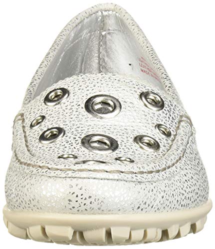 Marc Joseph New York Women's Leather Made in Brazil Mott Street Golf Shoe, Silver Metallic Grainy, 8 M US