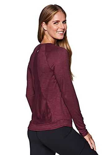 RBX Active Women's Contrast Panel Soft Long Sleeve T-Shirt Space Dye Wine M