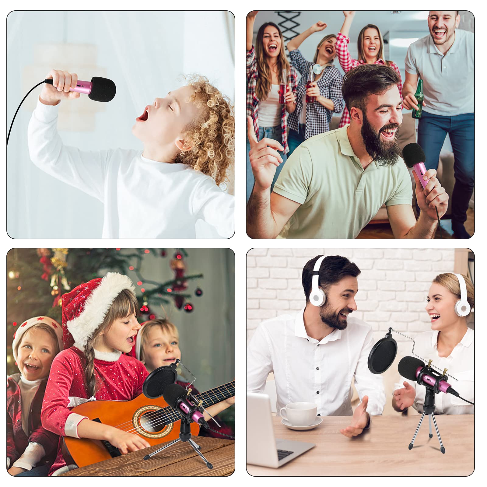 MSIZOY 3.5mm Condenser Microphone, Studio Recording Microphone w/Stand for Phone Computer Laptop Windows Mini Mic for YouTube Podcast Singing Video Live Stream Conference Facebook (Blue)